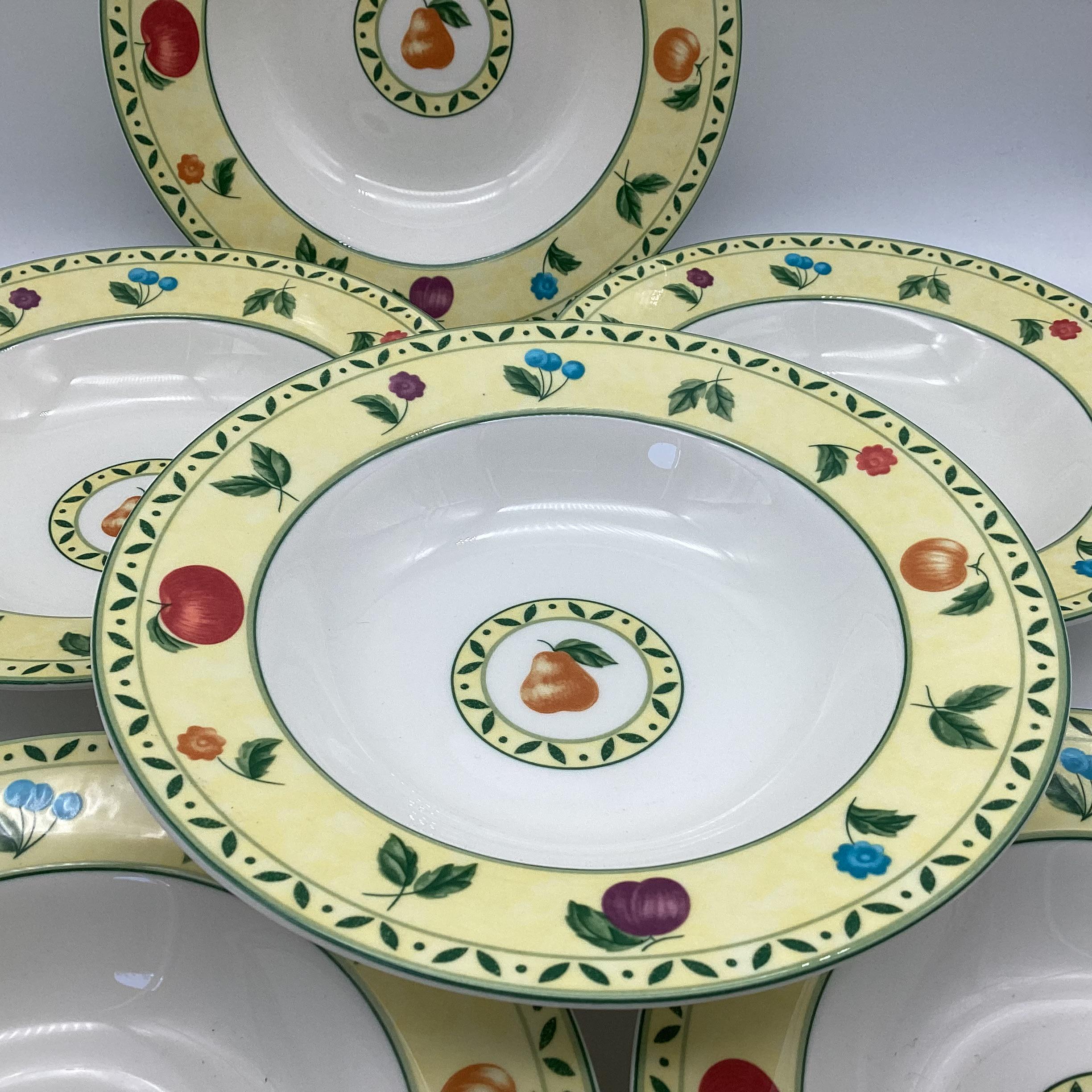 Victoria & Beale Savannah Rimmed Soup Bowls Set of 6 Fruit Border ...
