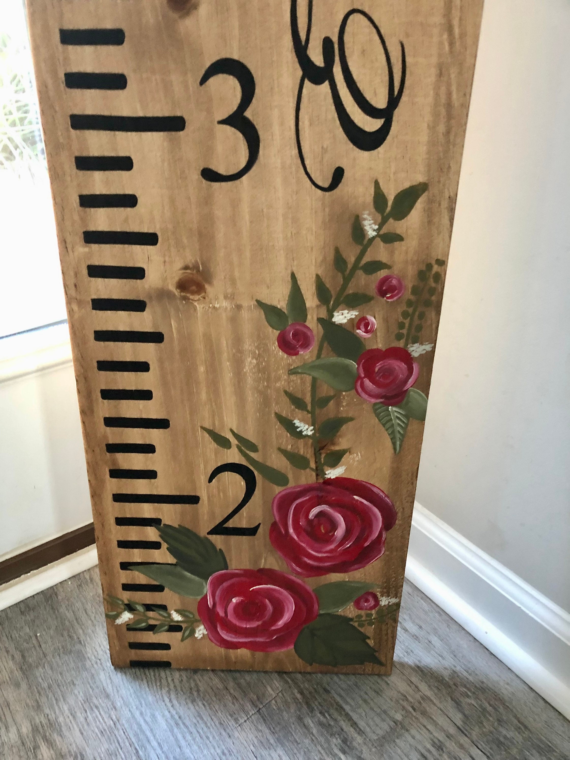 Vintage Rose Floral Growth Chart - Etsy