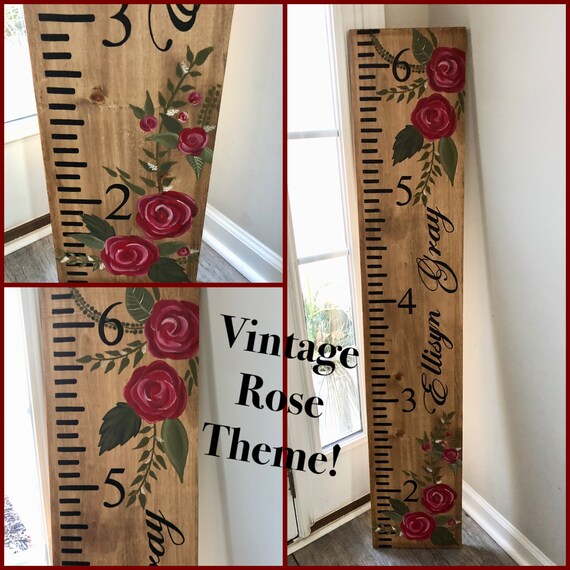 Vintage Rose Floral Growth Chart | Etsy