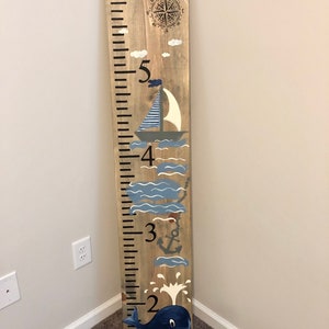 Nautical Growth Chart, Ocean Themed Custom Wooden Height Ruler ...