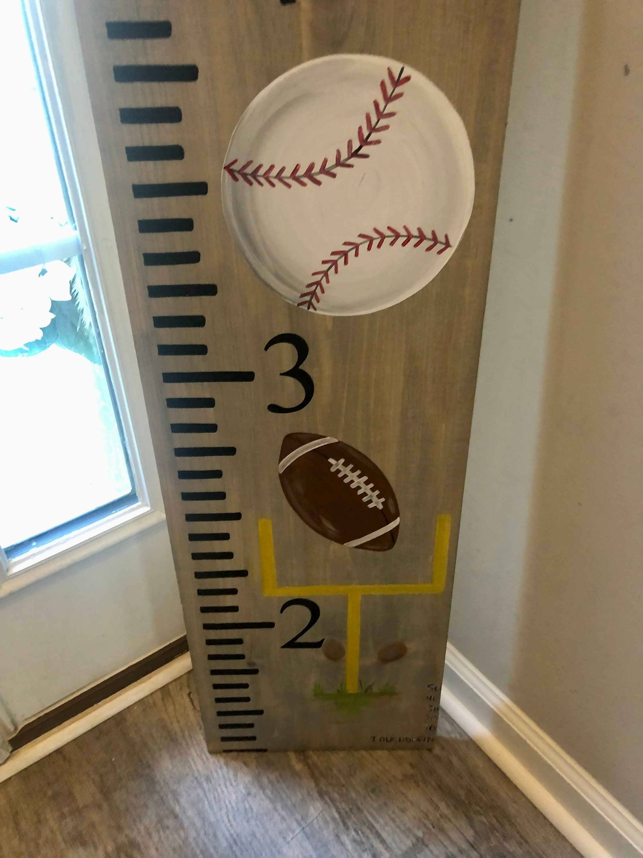 Sports (basketball, Football, and Baseball) Themed Growth Chart - Etsy