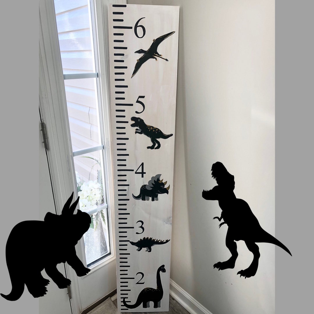 Dinosaur Themed Growth Chart, Custom Height Ruler, Hand Painted Height ...