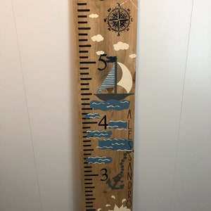 Nautical Growth Chart, Ocean Themed Custom Wooden Height Ruler ...