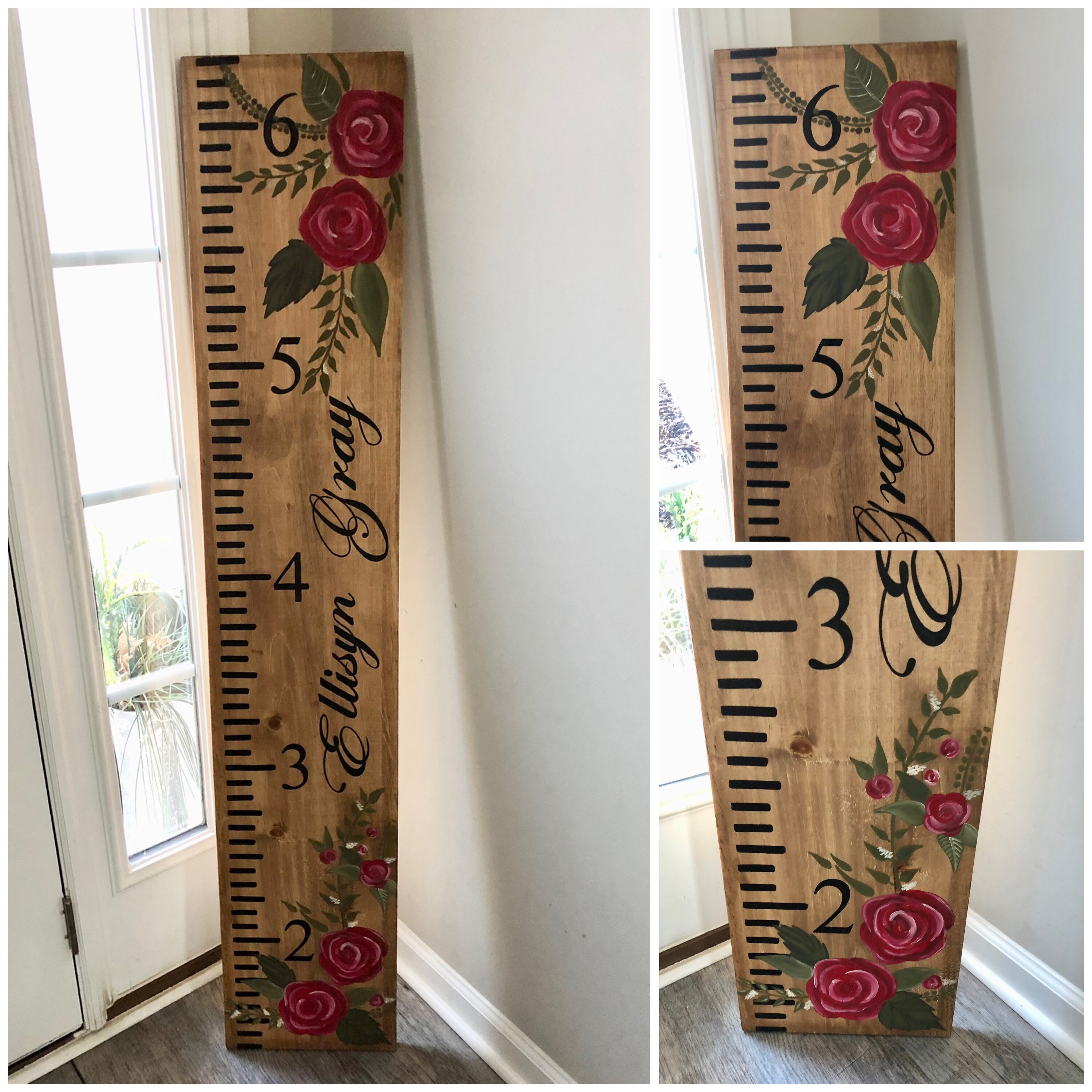 Vintage Rose Floral Growth Chart - Etsy