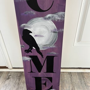 Halloween Moon and Raven, Night Themed Porch Sign - Etsy