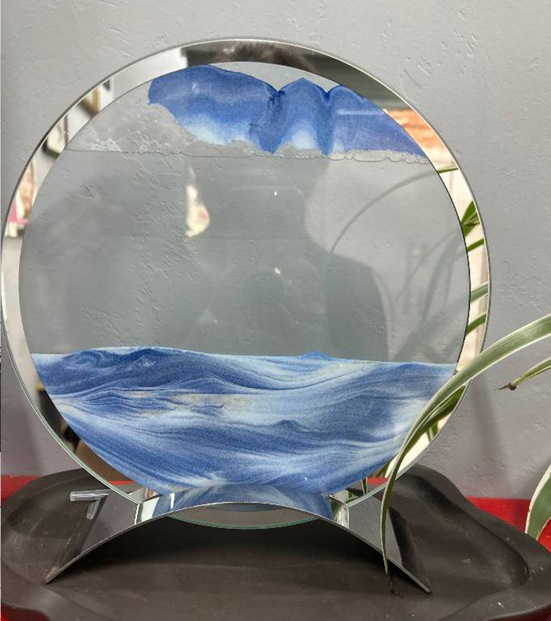 Paysage de sable, oeuvre d'art sur sable en mouvement, tableau rond en ...