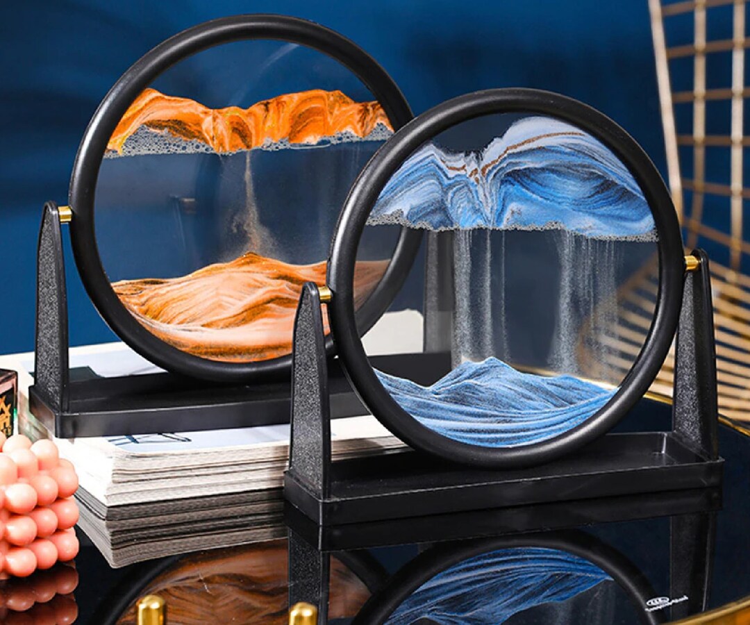 Moving Sand Art Round Glass Picture Deep Sea Sandscape Motion - Etsy