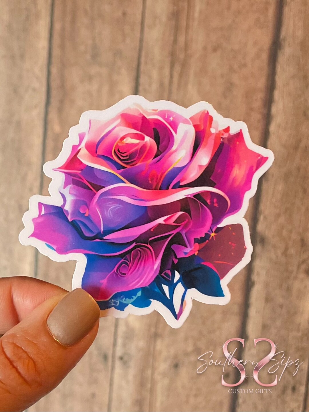Pink Rose Vinyl Sticker: Floral Laptop Decal - Etsy