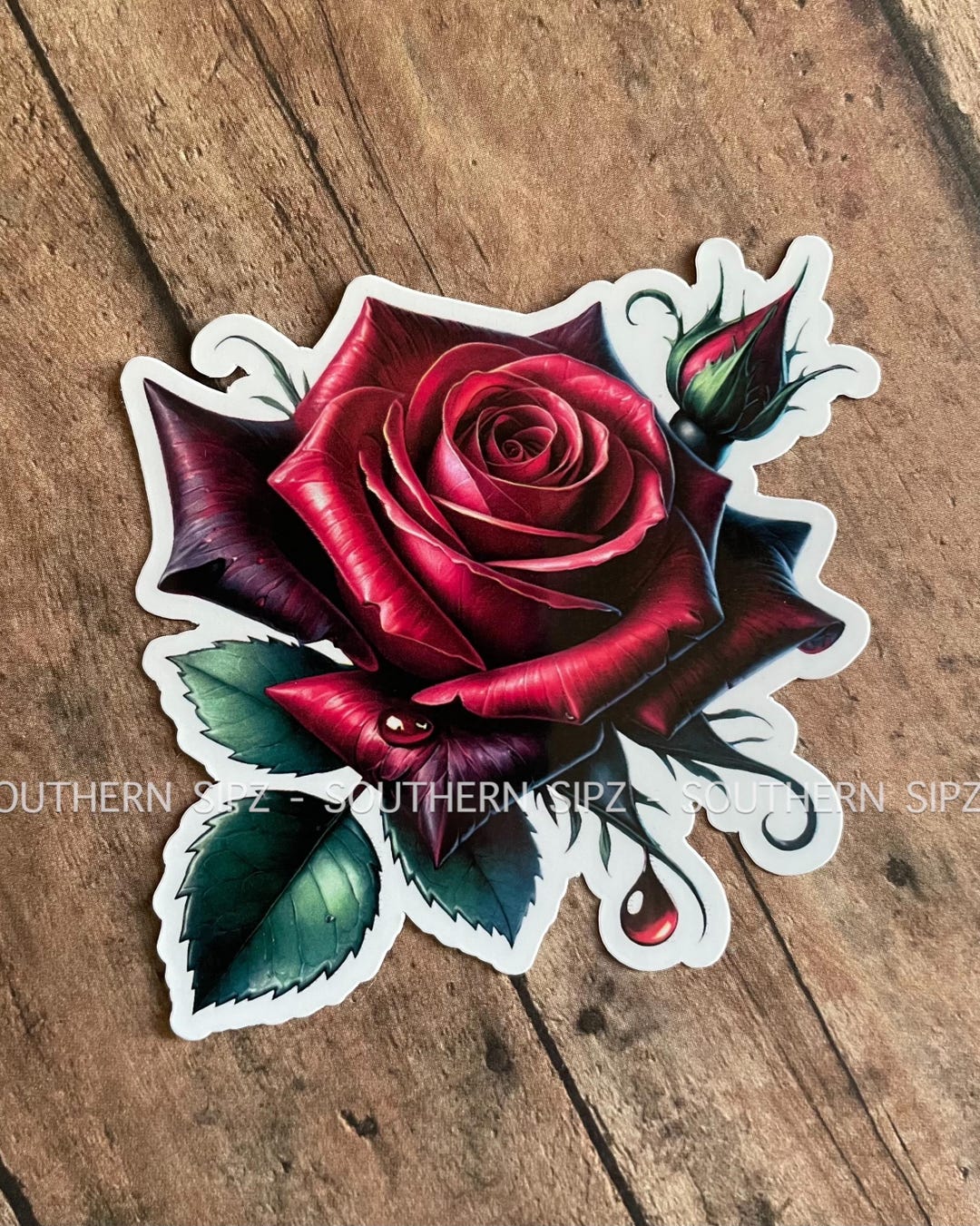 Red Rose Vinyl Sticker: Floral Laptop, Water Bottle Decal - Etsy