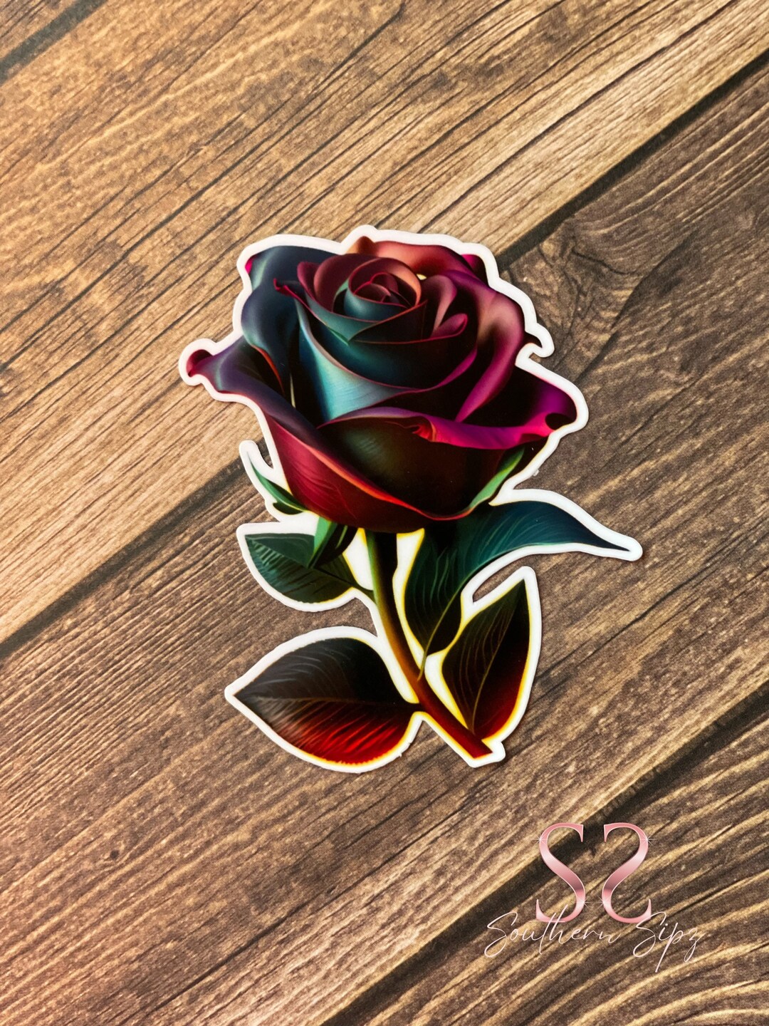 Dark Rose Sticker, Rose Sticker, Flower Sticker - Etsy