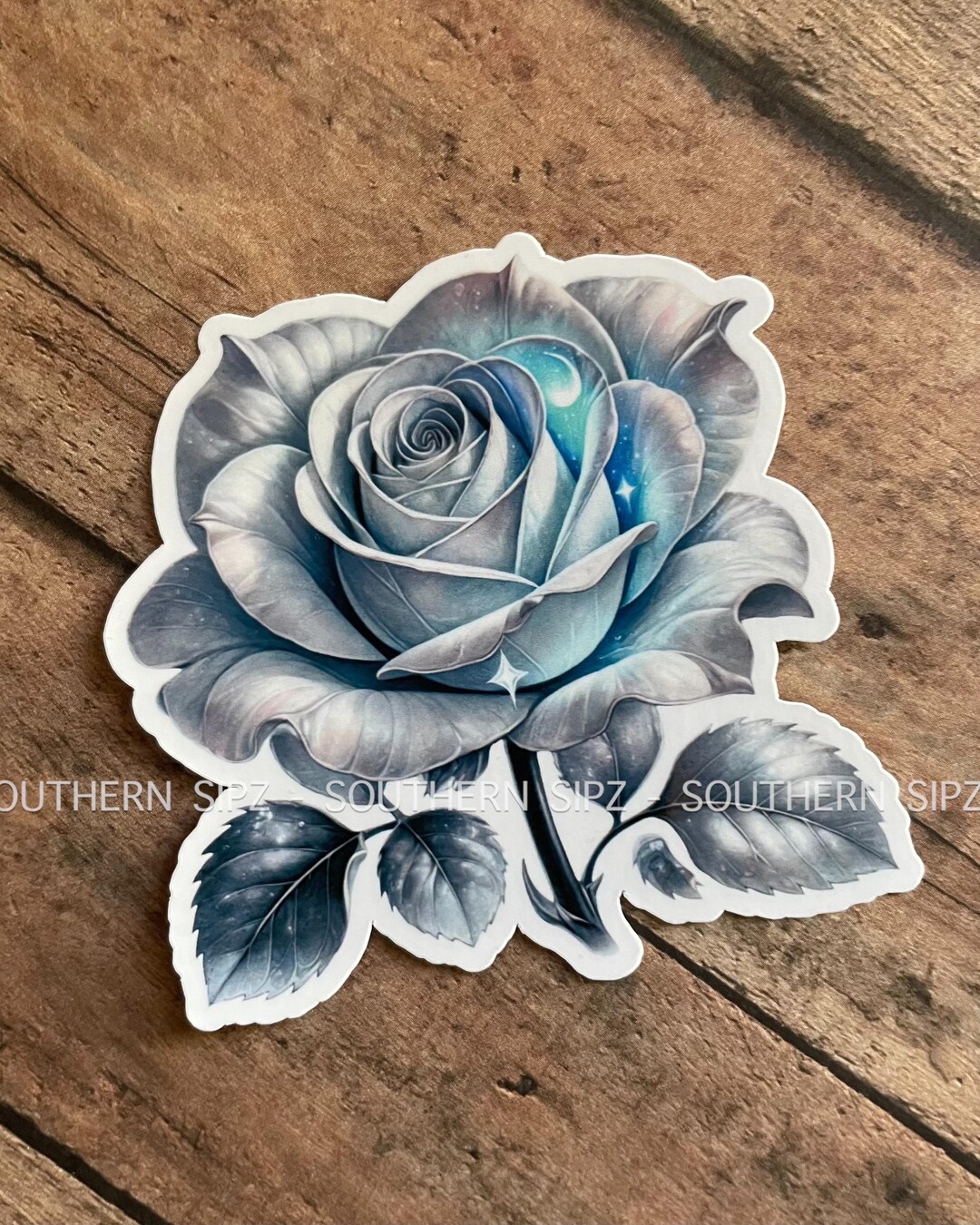 Rose Sticker, Light Blue Rose Sticker, Flower Sticker - Etsy