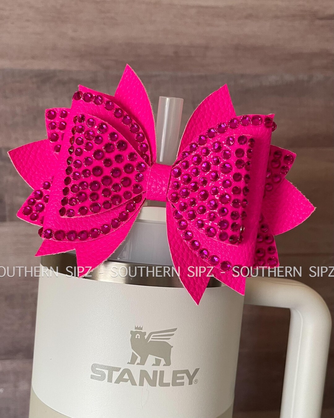 Bling Straw Bow, Pink Straw Topper, Bling Straw Bow - Etsy