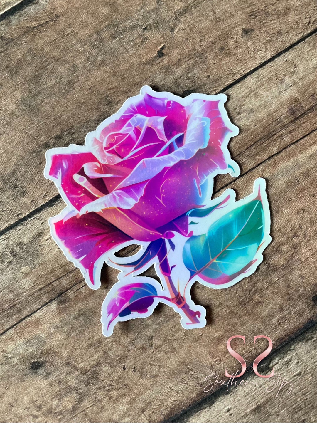 Pink Rose Vinyl Sticker: Floral Laptop, Water Bottle Decal - Etsy