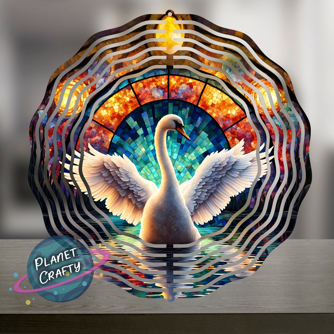 Swan Illustration, Beautiful Stained Glass Background Effect, Wind ...