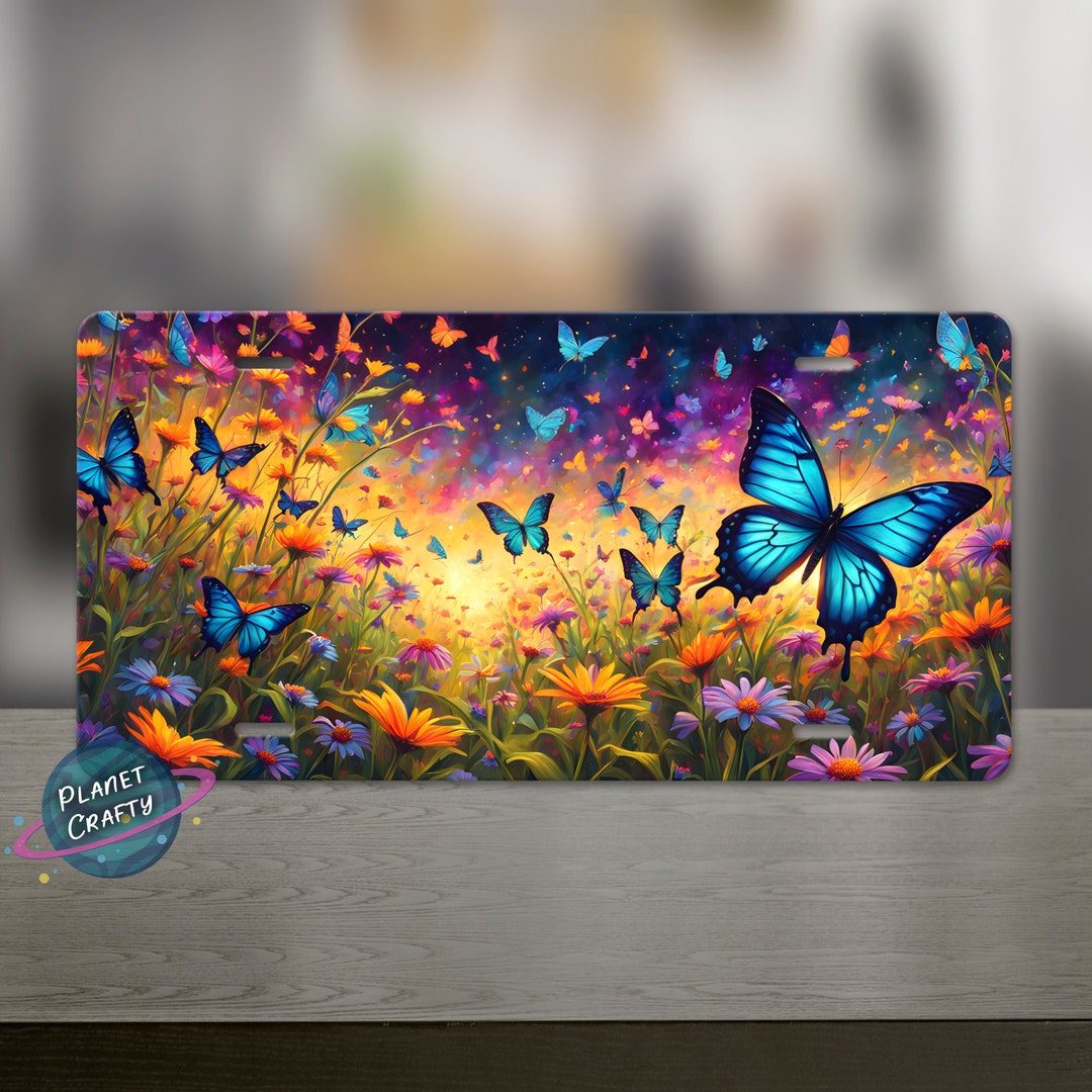 Butterflies Over a Field of Wiildflowers, Nature License Plate PNG ...