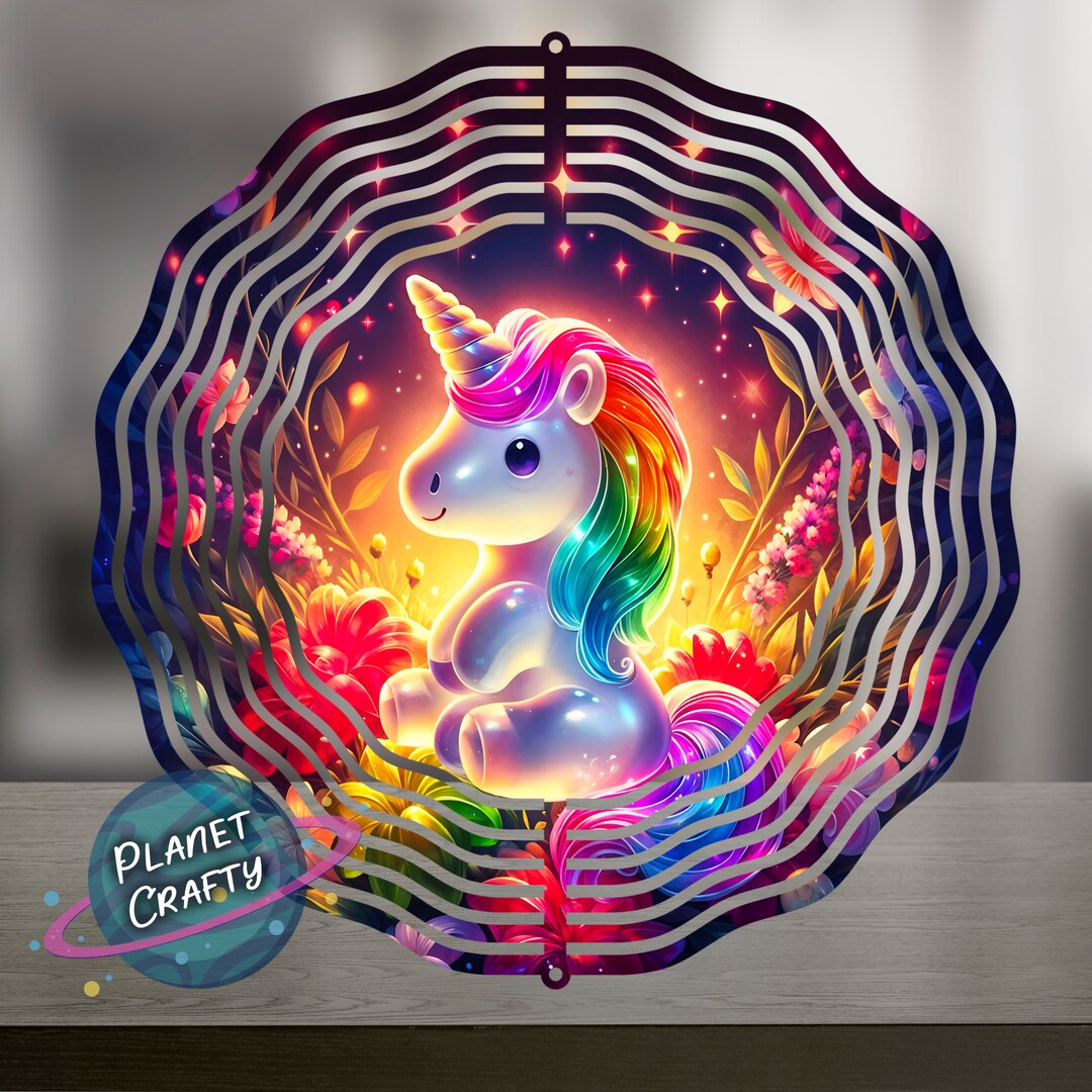 Bright, Colorful Gummy Unicorn Design, Wind Spinner PNG Design, Digital ...
