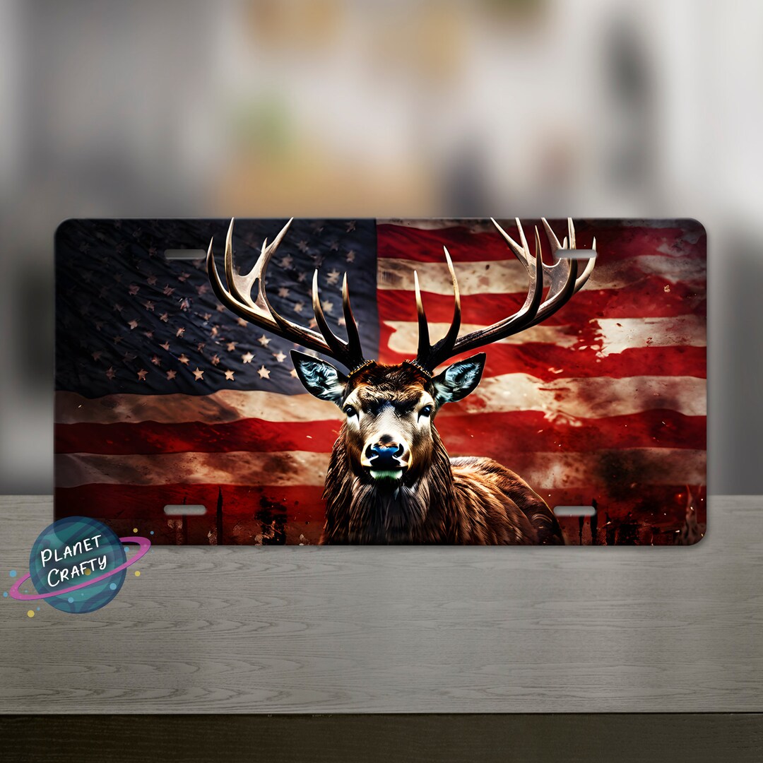 Deer, Grungy USA Flag, Hunting License Plate PNG Design, Digital ...