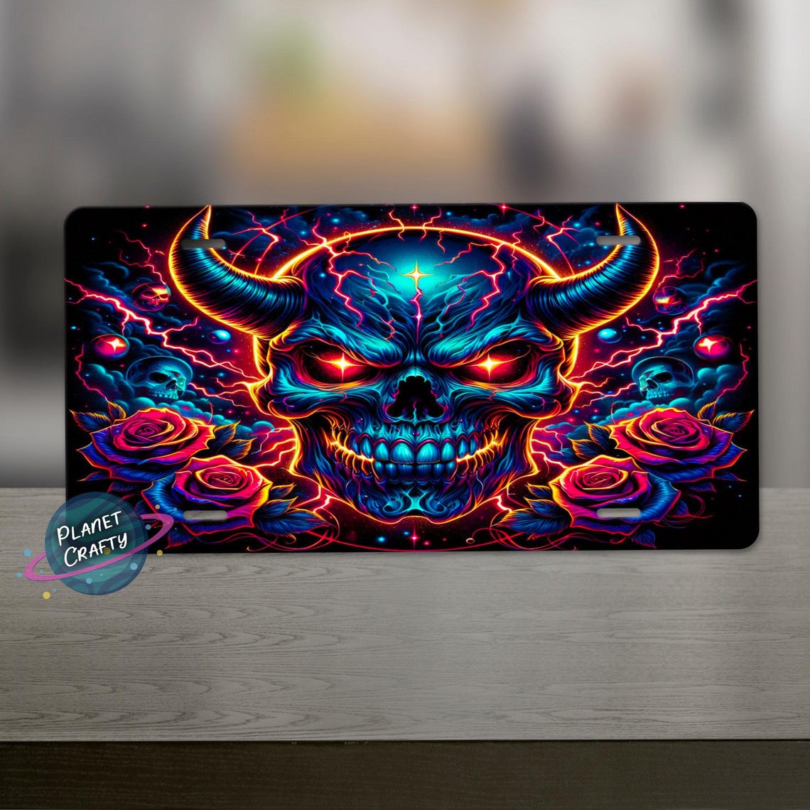 Evil Horned Skull License Plate PNG Design, Digital Download - Etsy