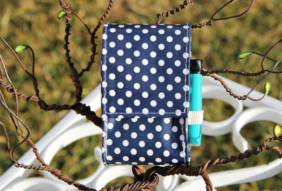 Cigarette Pack Case in Navy Blue Oilcloth With White Polka Dots, Fully ...