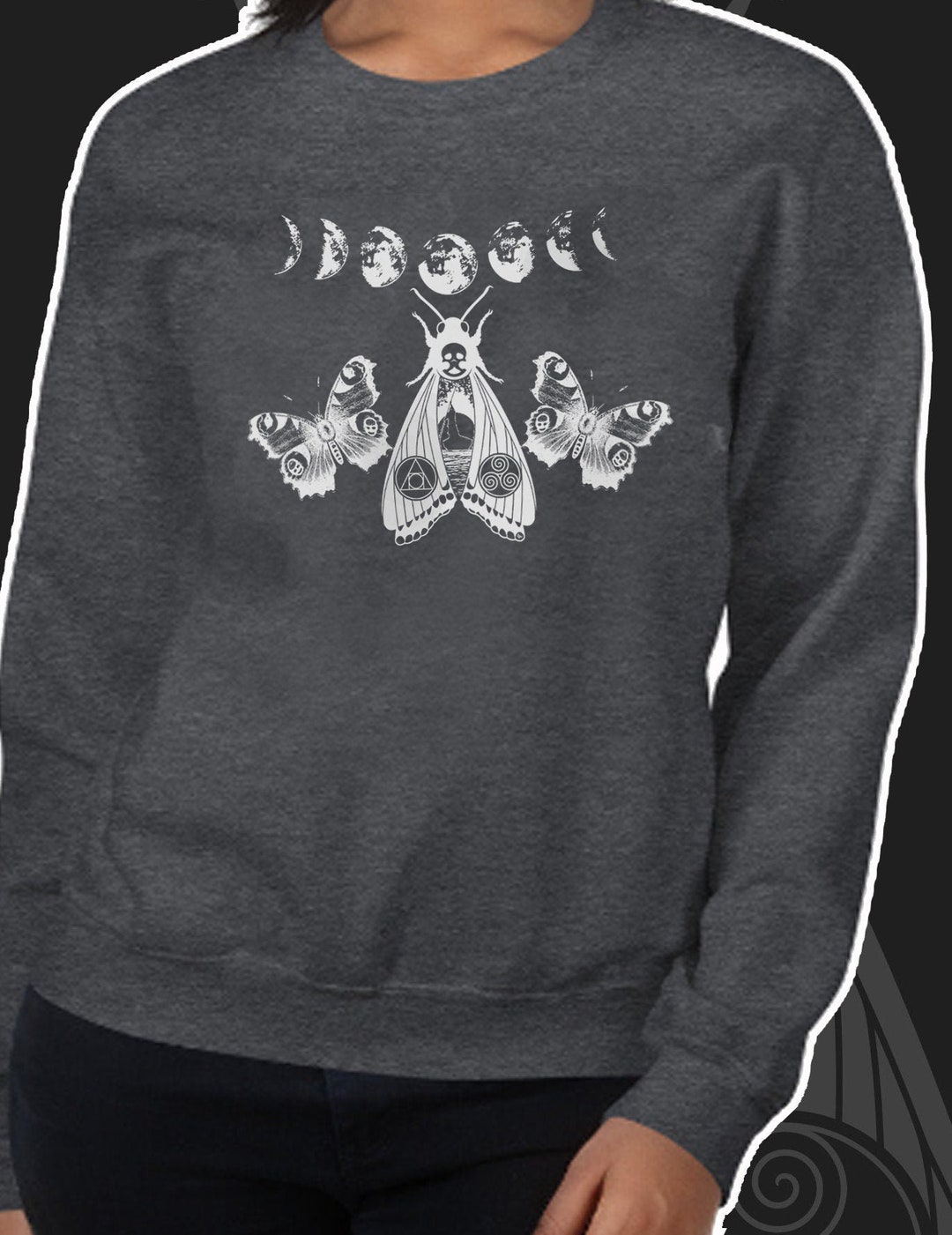 Goblincore Death Moth Print Sweatshirt |dk Academia Soft Sweater ...