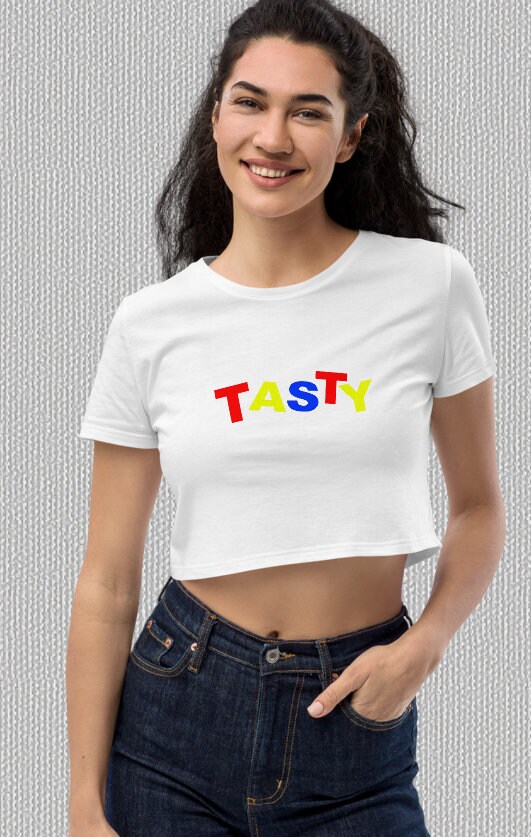 Organic Crop Top Tasty Graphic, Summer Tops, Festival Crop Tops, Tops ...