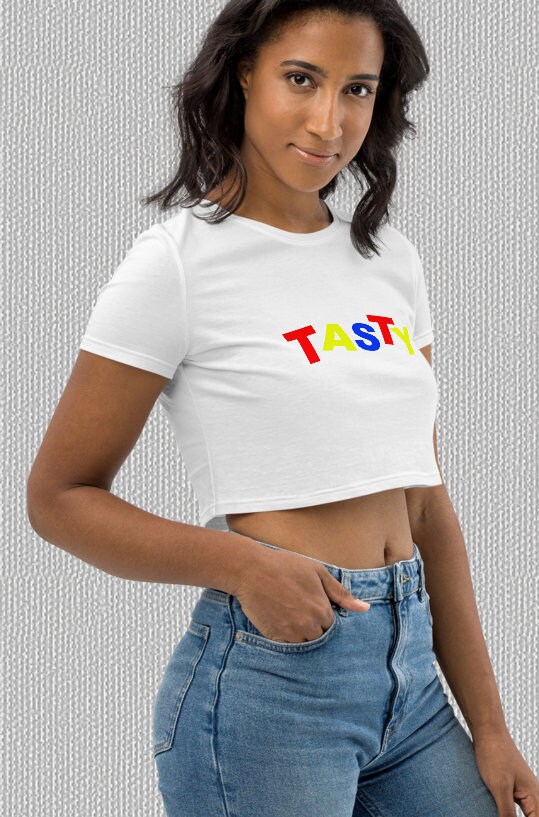 Organic Crop Top Tasty Graphic, Summer Tops, Festival Crop Tops, Tops ...