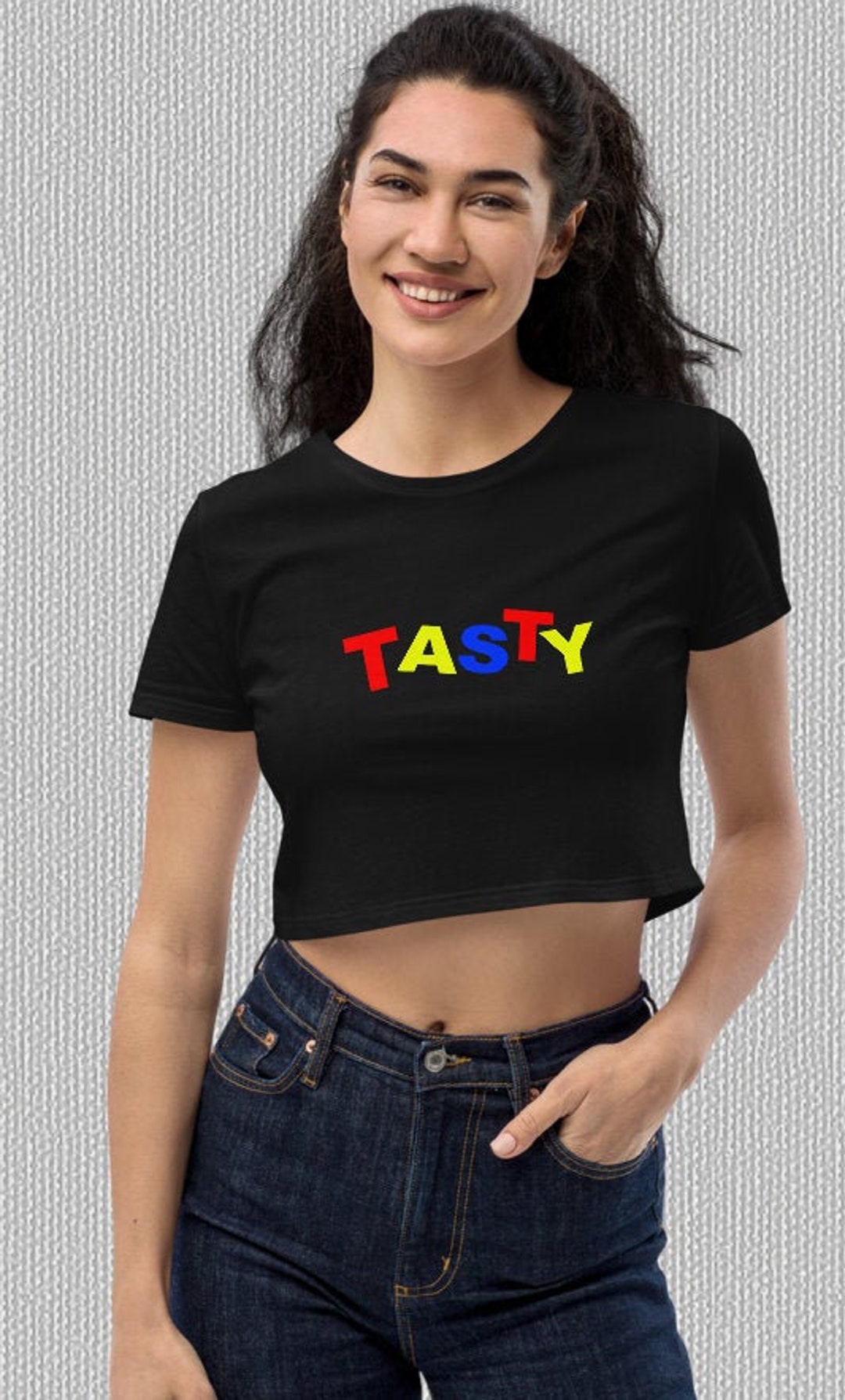 Organic Crop Top Tasty Graphic, Summer Tops, Festival Crop Tops, Tops ...