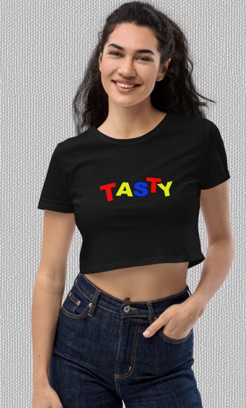 Organic Crop Top Tasty Graphic, Summer Tops, Festival Crop Tops, Tops ...