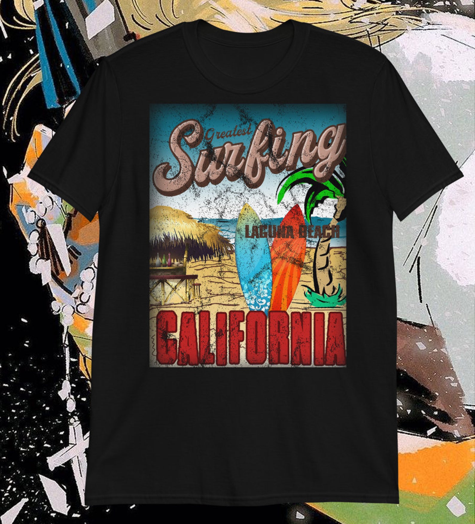 Laguna Beach Oversized T Shirt, California Tshirt, Surf Wear, Freedom ...