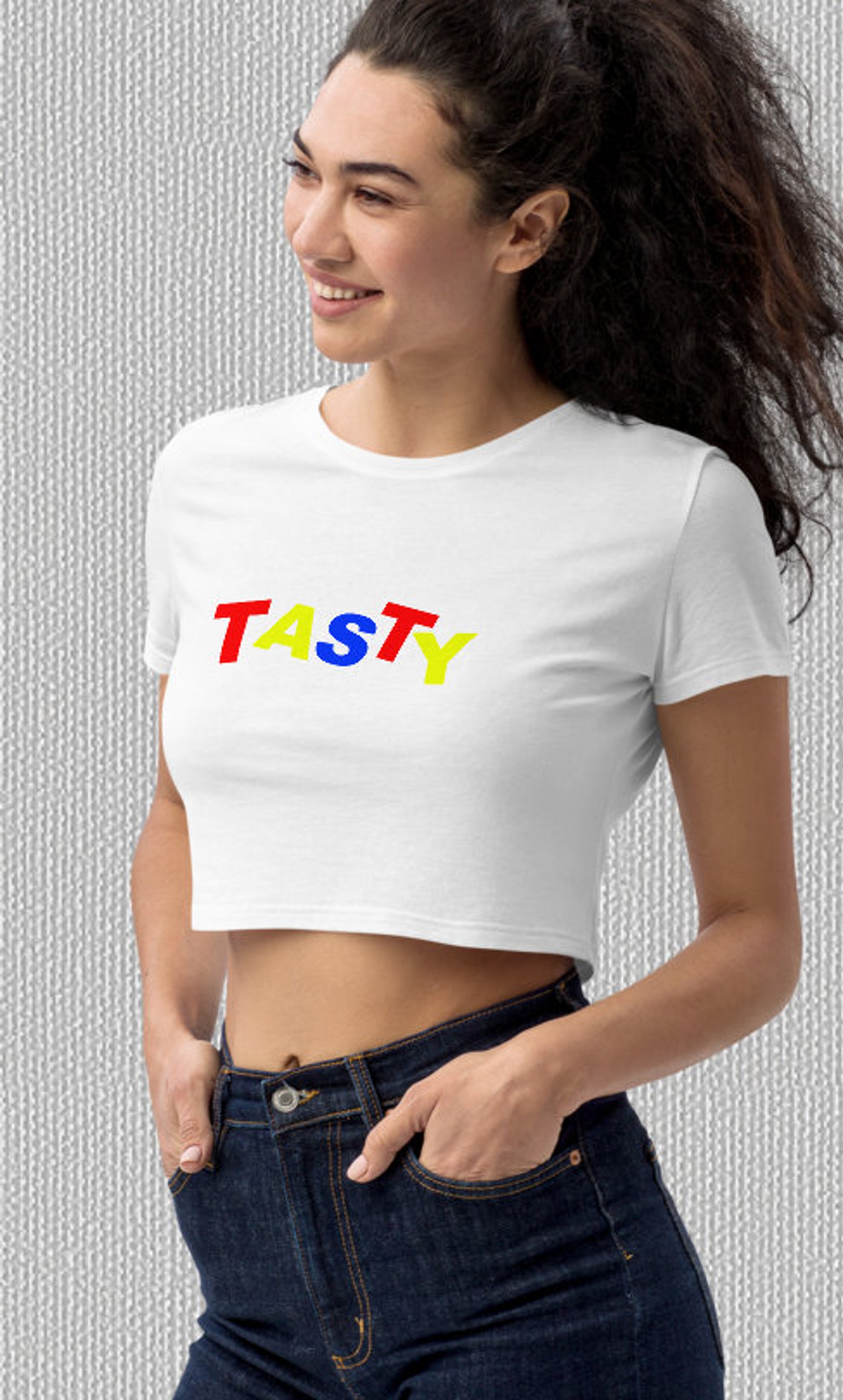 Organic Crop Top Tasty Graphic, Summer Tops, Festival Crop Tops, Tops ...