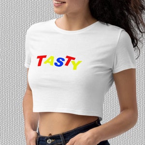 Organic Crop Top Tasty Graphic, Summer Tops, Festival Crop Tops, Tops ...