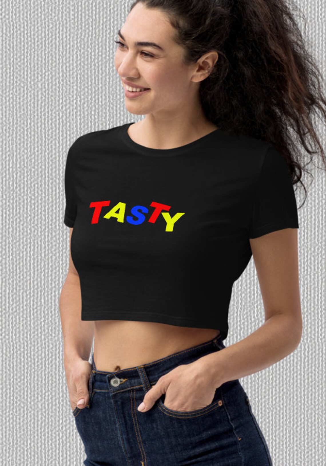 Organic Crop Top Tasty Graphic, Summer Tops, Festival Crop Tops, Tops ...