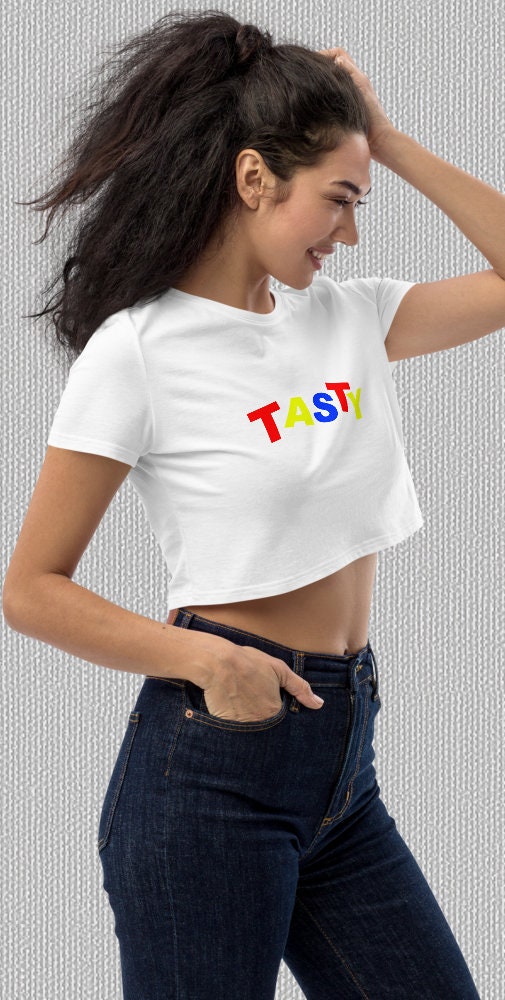 Organic Crop Top Tasty Graphic, Summer Tops, Festival Crop Tops, Tops ...