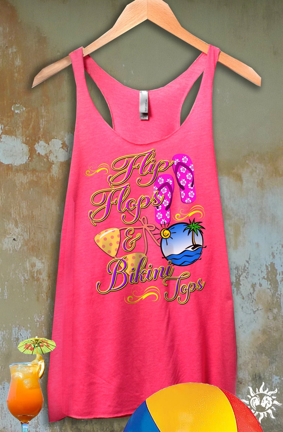 Womens Racerback Tank Flip Flops Bikini Tops Ladies Tank Top - Etsy