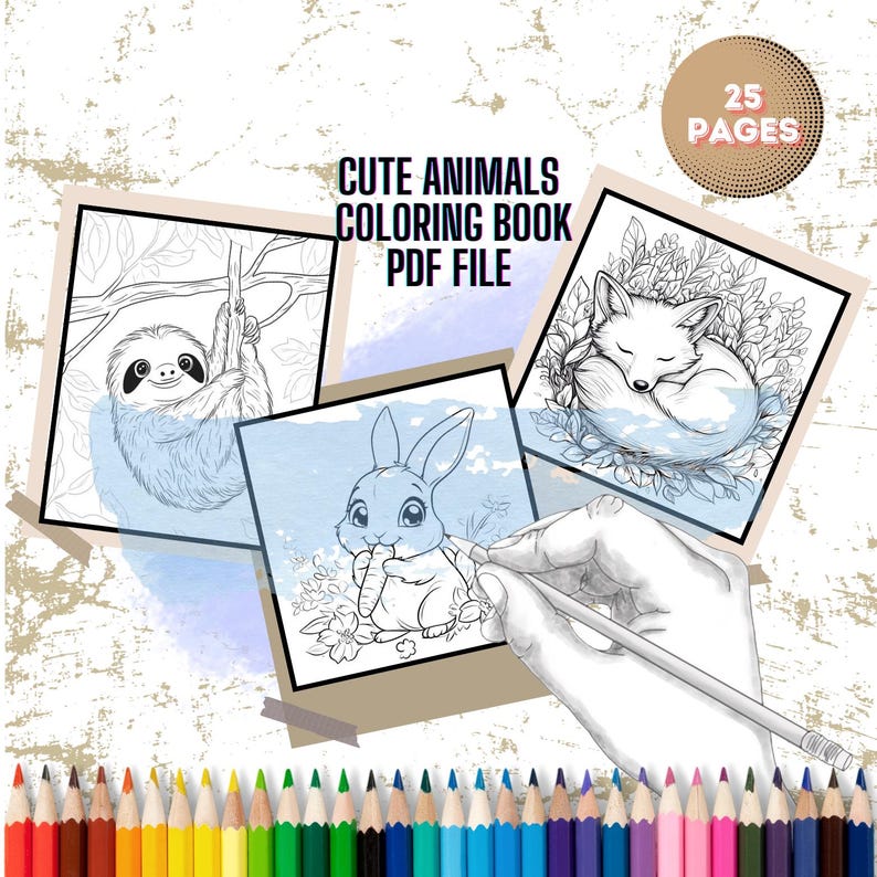 25 Adorable Animal Coloring Pages Fun and Relaxing Printable Art ...