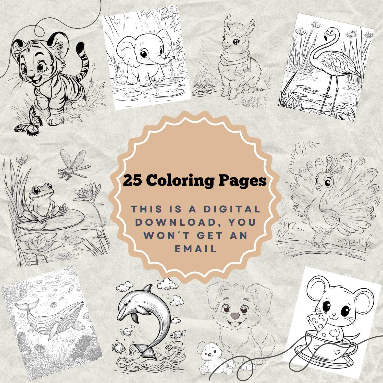 25 Adorable Animal Coloring Pages Fun and Relaxing Printable Art ...
