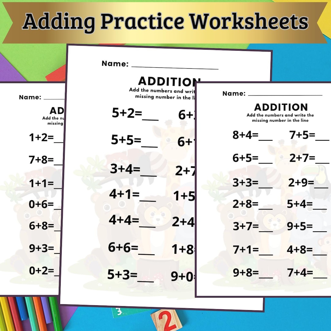 Simple Addition Worksheets for Kids Kindergarten & First Grade Math ...