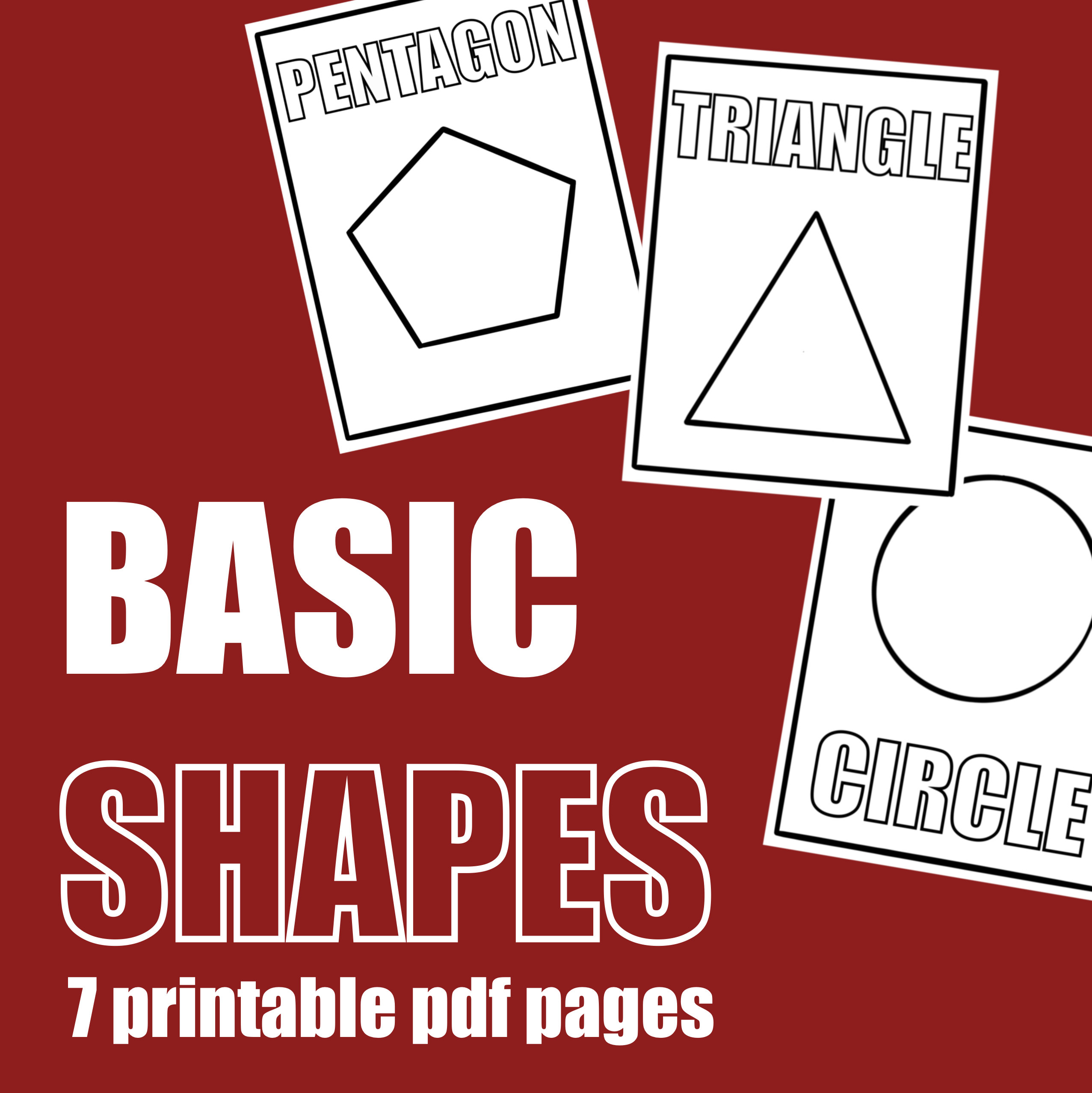 7 Basic Shape Learning Coloring Page Downloads for Kids - Etsy