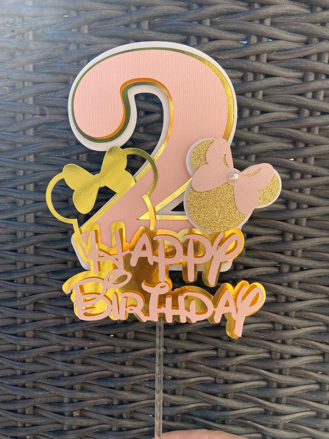 Minnie Cake Topper Cake Birthday Decor Pink Gold Number 4 - Etsy