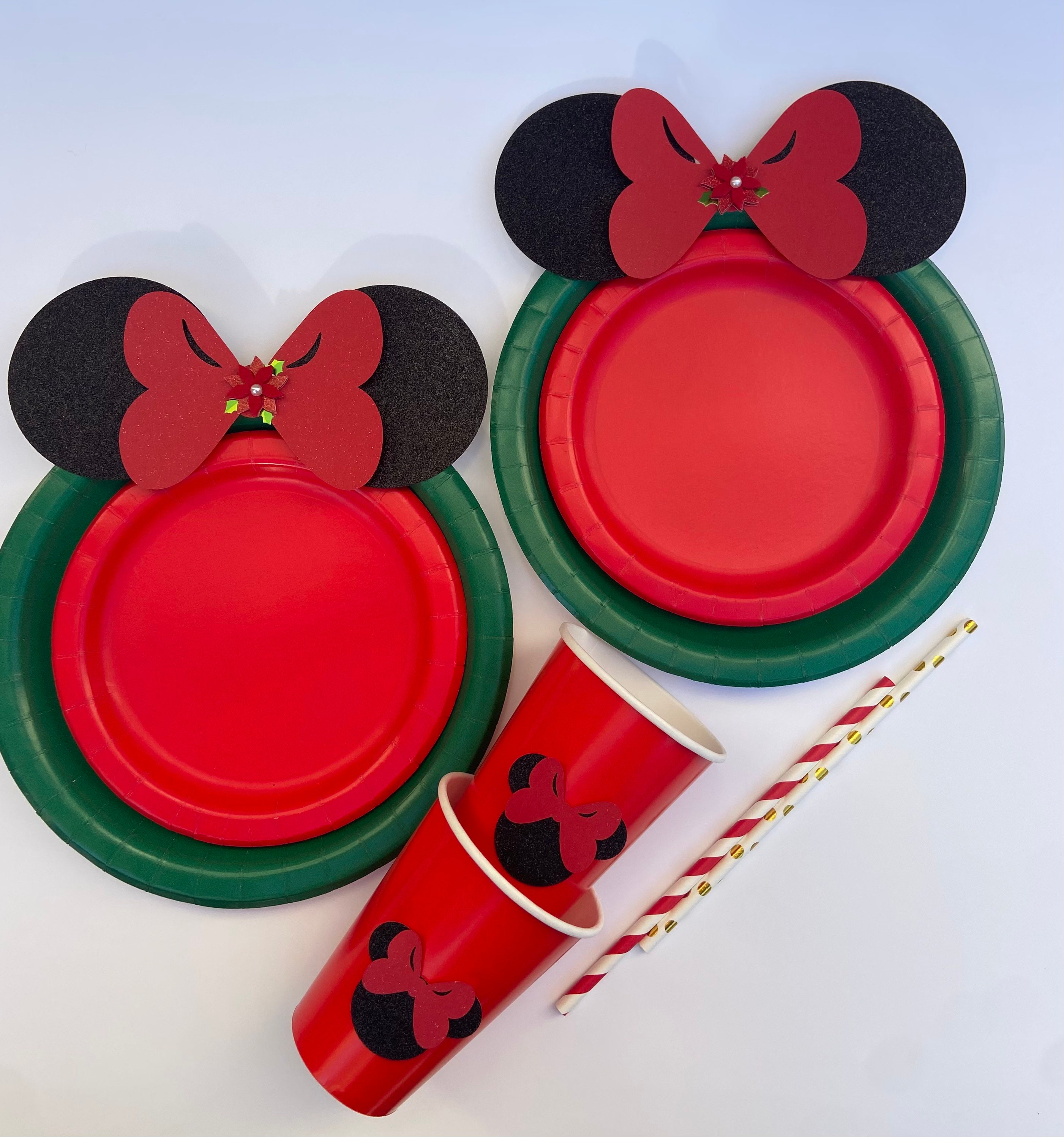 CHRISTMAS Minnie Mouse Birthday Table Set Red Green Gold - Etsy