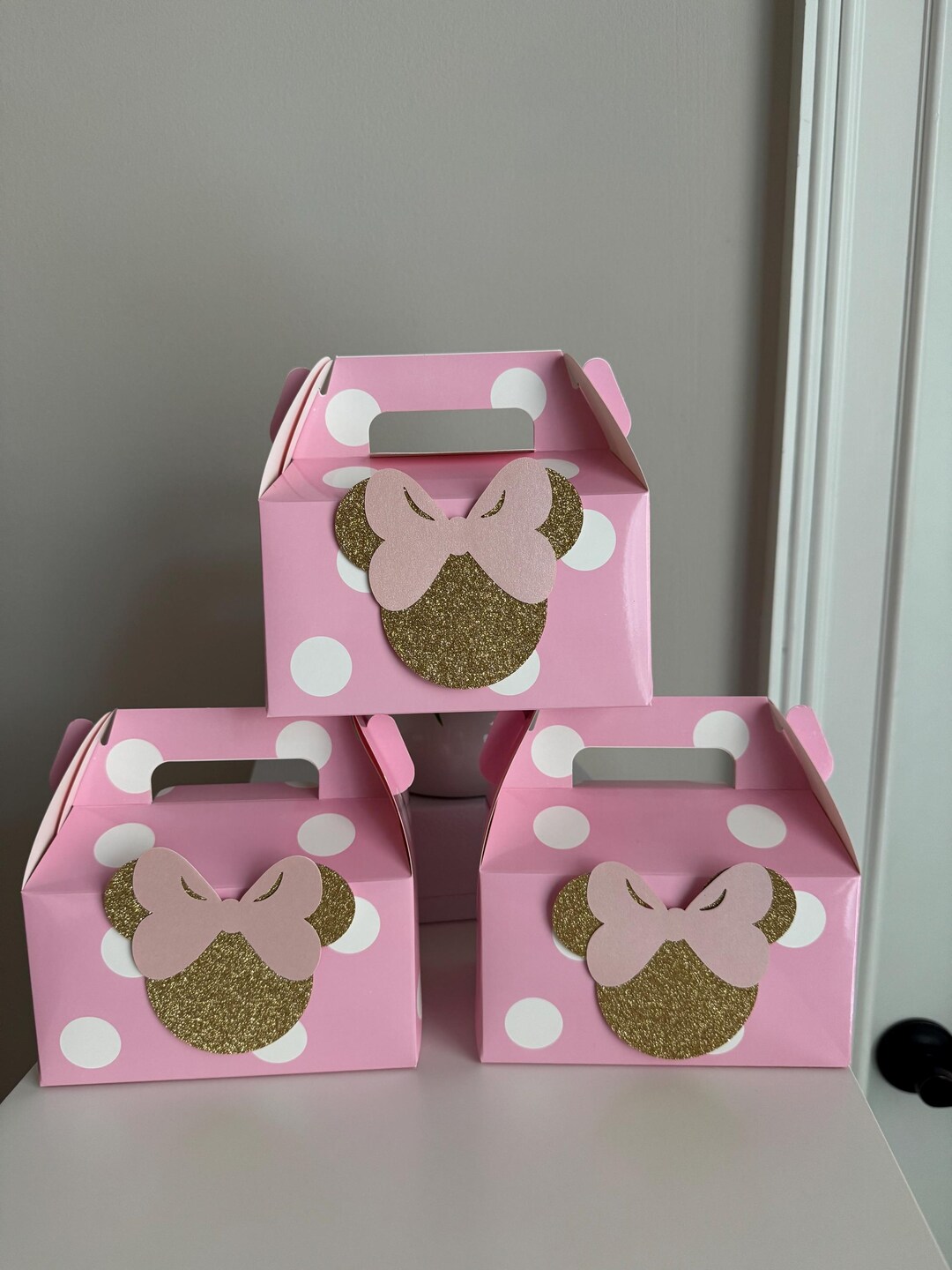 Minnie Mouse Birthday Party Favor Boxes: Pink Polka Dot Goodie Bags - Etsy