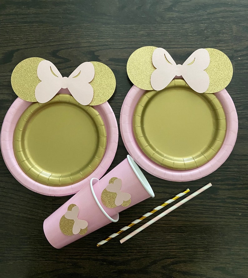 15 Pink Gold Glitter Minnie Mouse Birthday Table Party Decor - Etsy