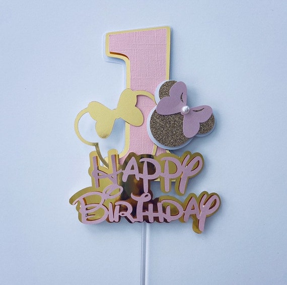 Minnie Cake Topper Pink Gold Number 1 2 3 Glitter Minnie - Etsy