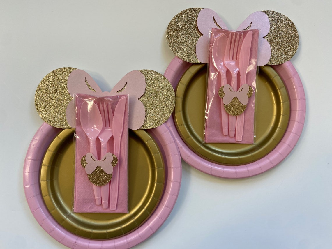 UTENSILS Minnie Mickey Mouse Fork Spoon Knife Wrapped in - Etsy