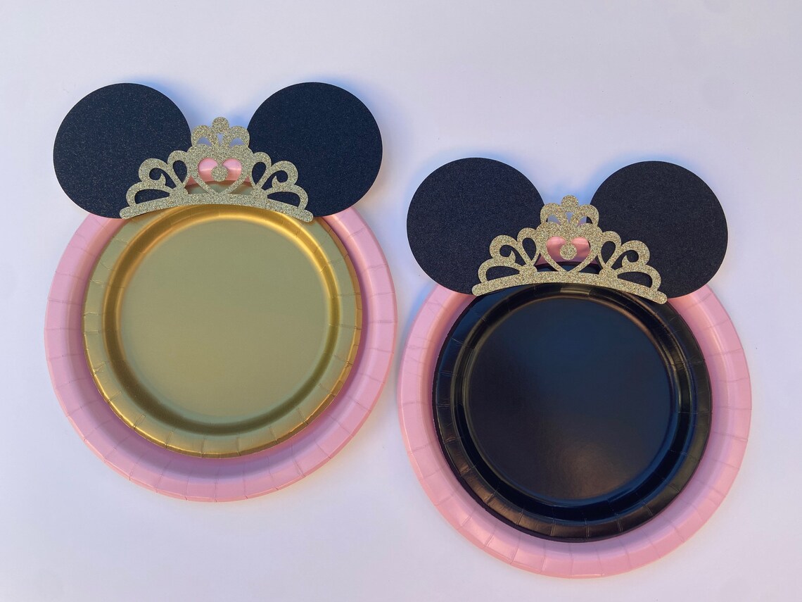 Princess Crown Minnie Mouse Royal Birthday Table Set Plates Decoration ...