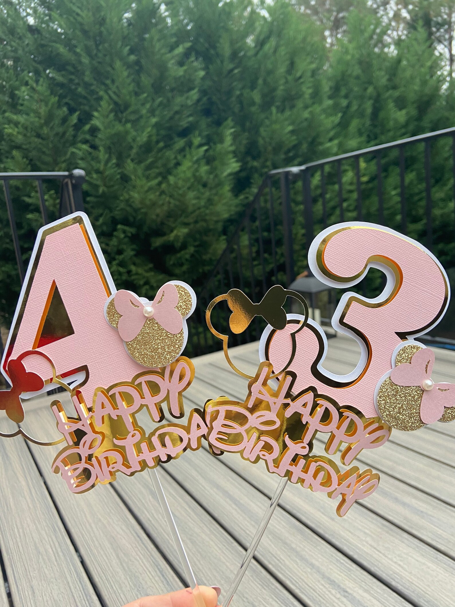 CAKE TOPPER Pink Gold Number 3 Glitter Minnie Mouse Birthday - Etsy