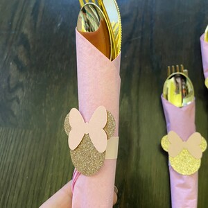 UTENSILS for Pink and Gold Minnie Mickey Mouse Plates Table Fork Spoon ...