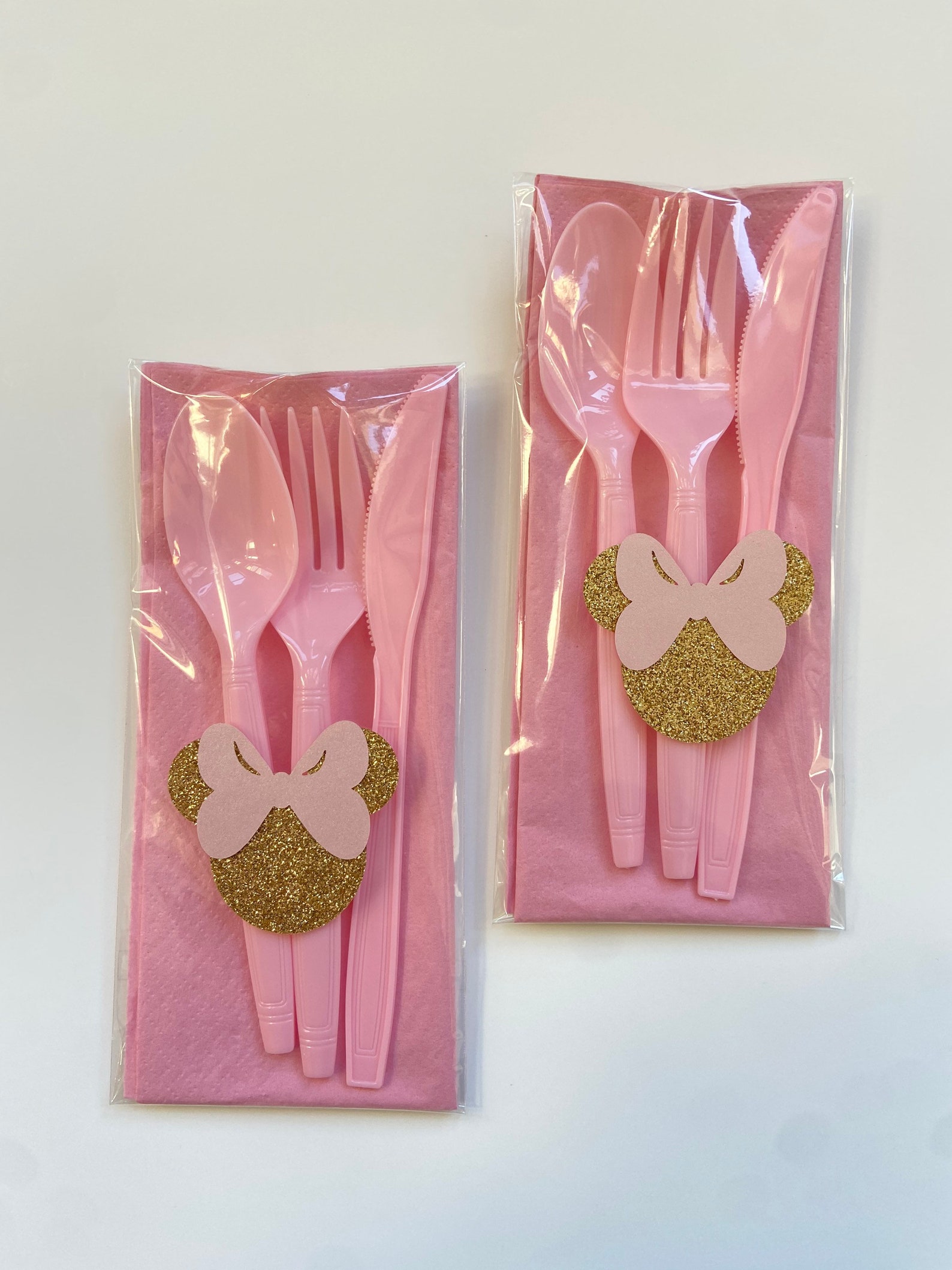 UTENSILS Minnie Mickey Mouse Fork Spoon Knife Wrapped in - Etsy