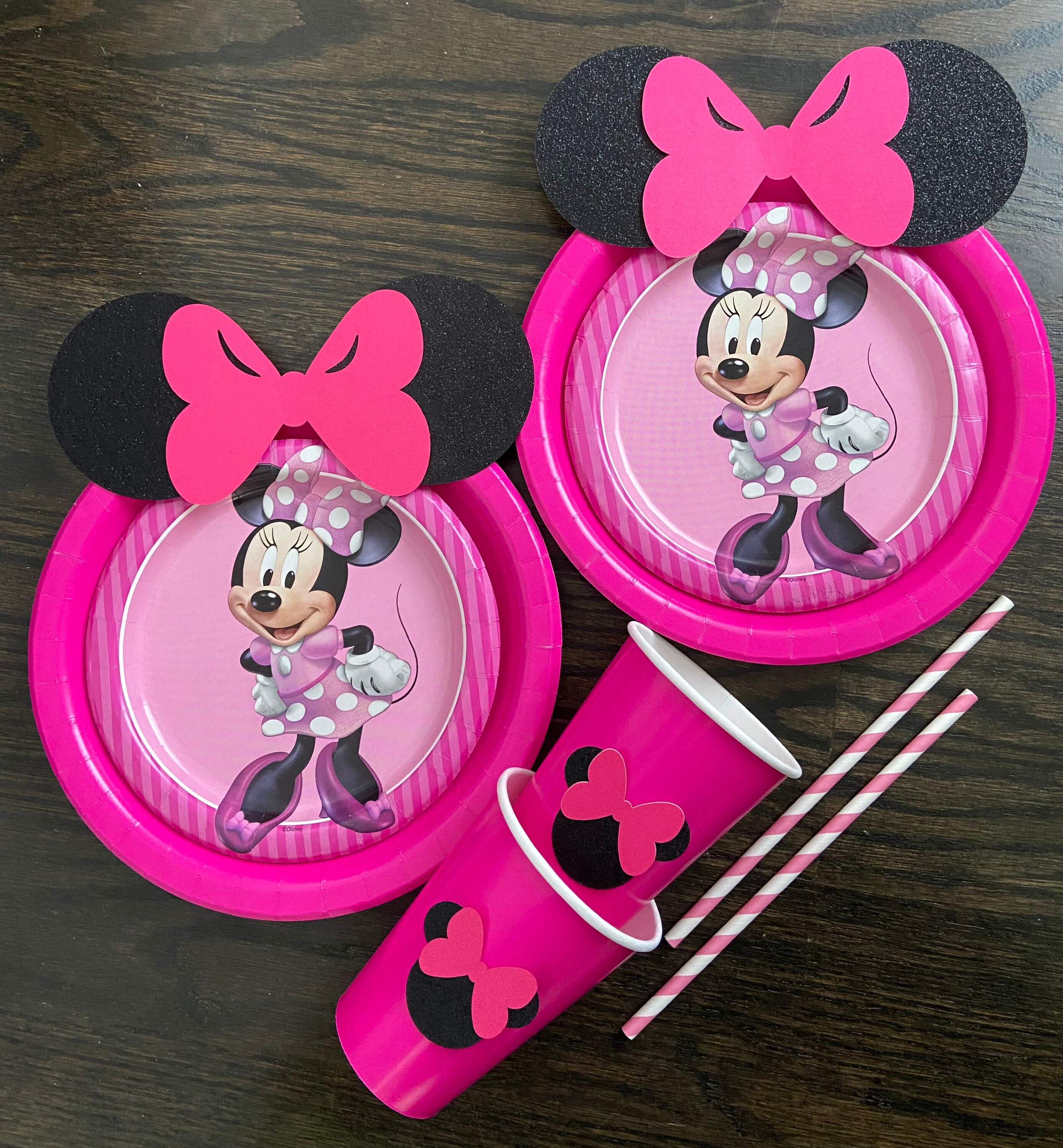 CUT OUTS Hot Pink Red Glitter Minnie Mouse Set for Plates - Etsy