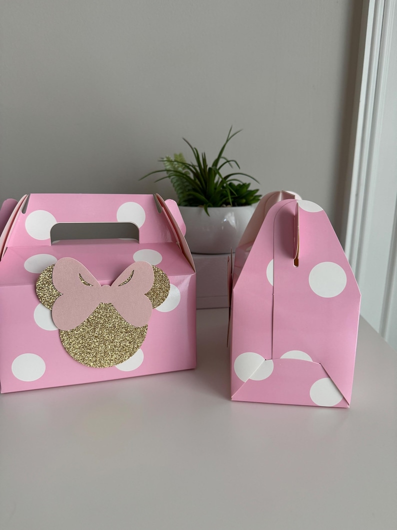 Minnie Mouse Birthday Party Favor Boxes: Pink Polka Dot Goodie Bags - Etsy